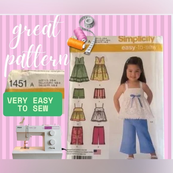 Simplicity | Other | Little Girls Simplicity Sewing Pattern Number 451 ...